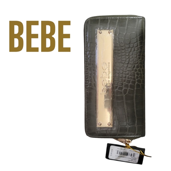 bebe | Bags | Nwt Bebe Croco Continental Wallet In Olive Green With ...
